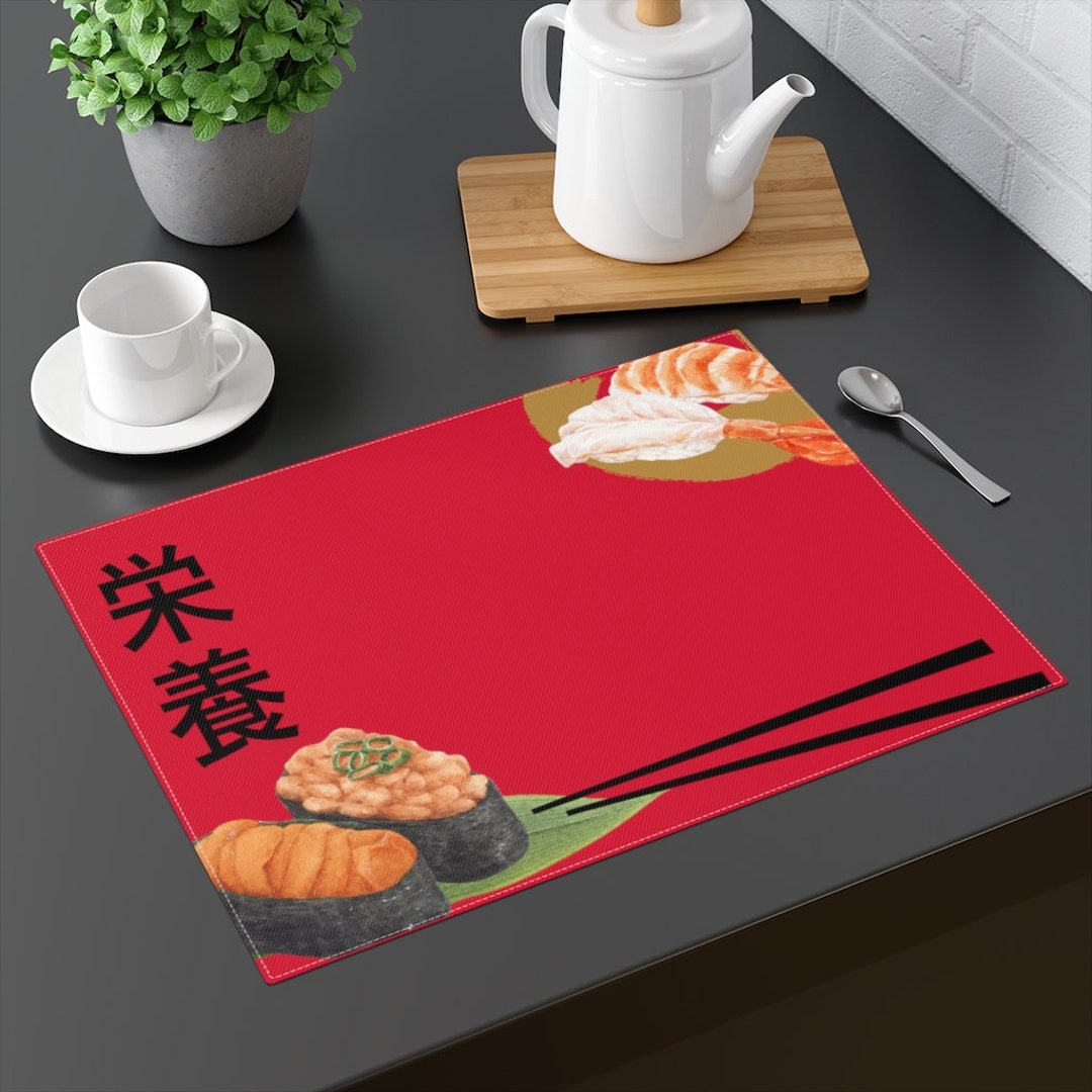 Nourishing Japanese Placemat Sushi Watercolor Illustration - Etsy