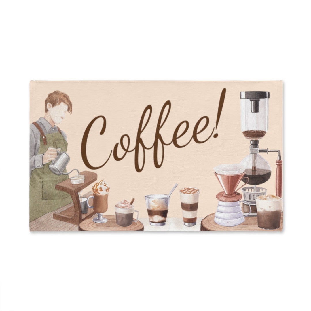 Coffee Kitchen Towel Watercolor Coffee Bar Towel, Barista Hand Towel - Etsy