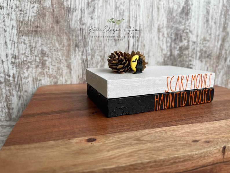 Scary Movies + Haunted Houses Book Stack | Halloween Decor | Tiered ...