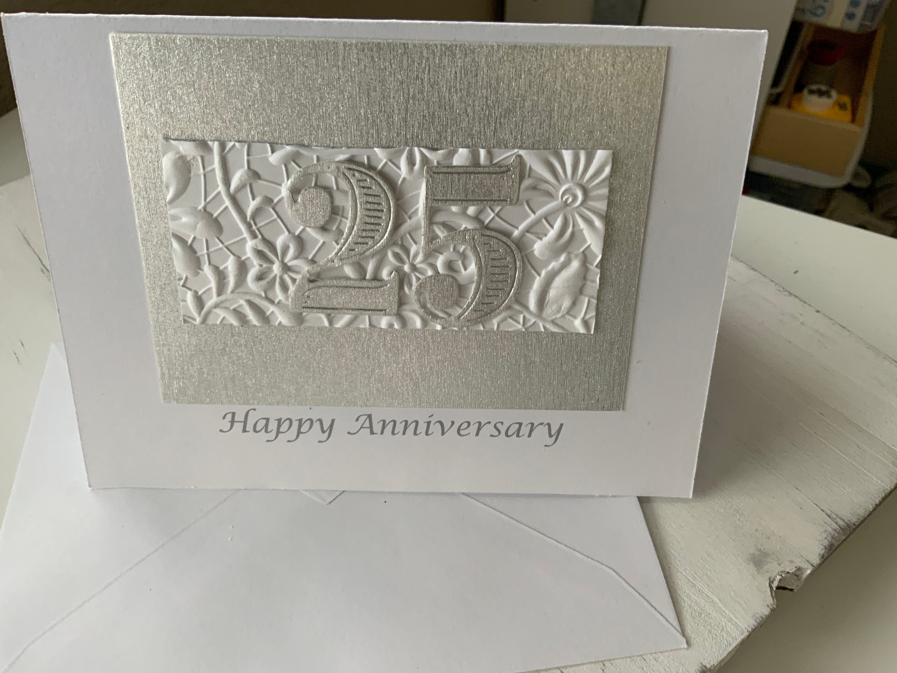 25th Anniversary Handmade Card - Etsy