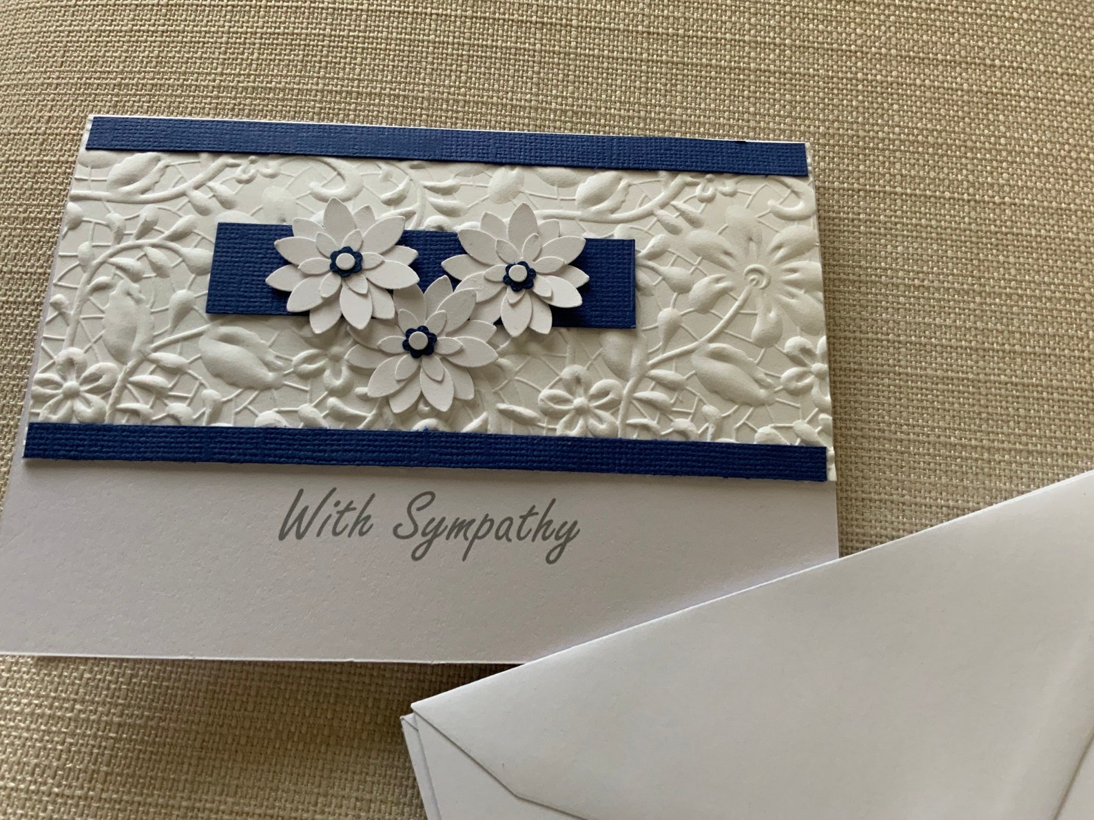 Embossed Sympathy Card With White Flowers - Etsy