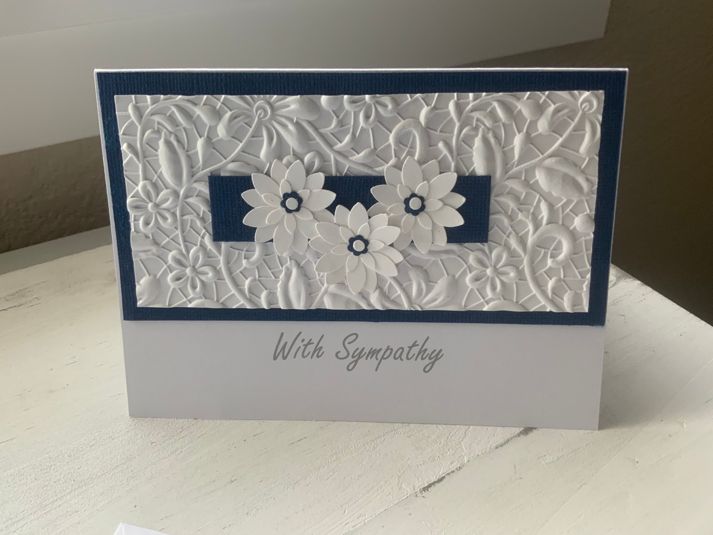 Embossed Sympathy Card With White Flowers - Etsy