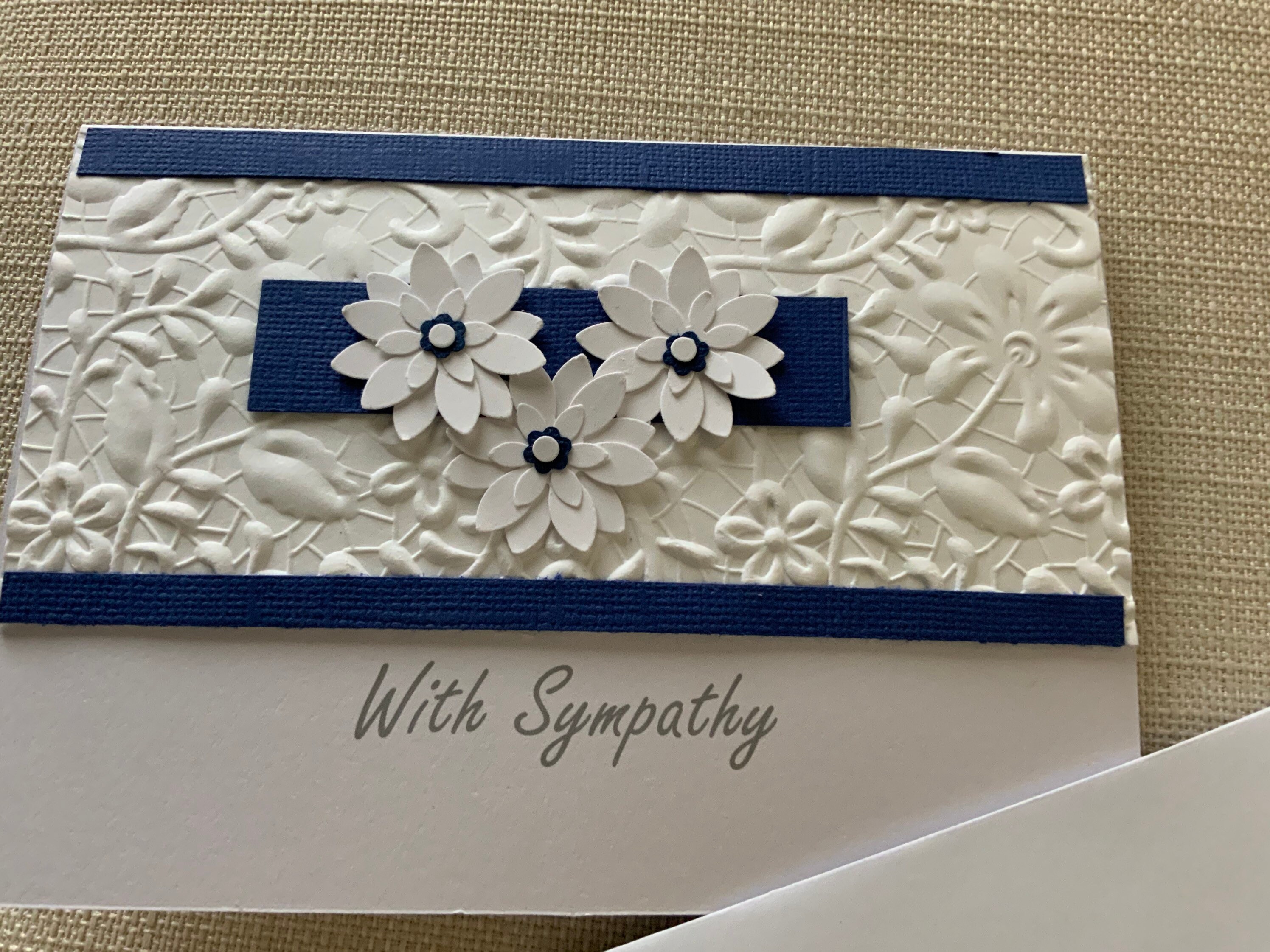 Embossed Sympathy Card With White Flowers - Etsy