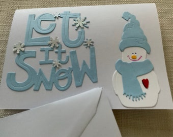 Let It Snow Card Printable Holiday Card Navy Blue Christmas - Etsy