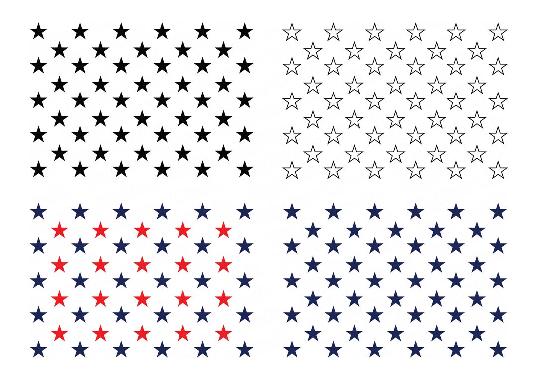 50 STARS SVG Bundle, 4 Style 50 Stars Svg, 50 STARS Clipart, 50 Stars ...