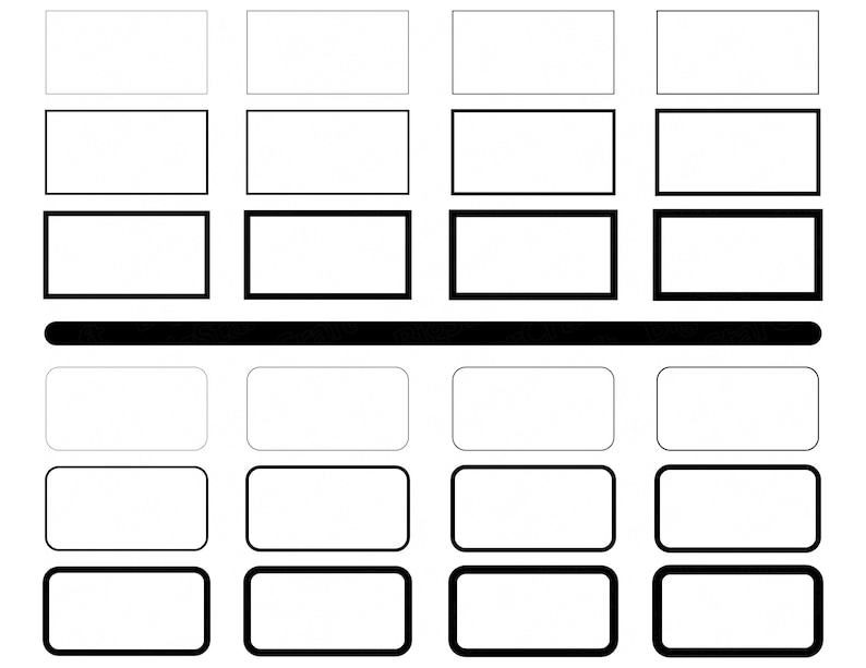 Rectangle Frame SVG Bundle: Varied Thickness Clipart (digital Download ...