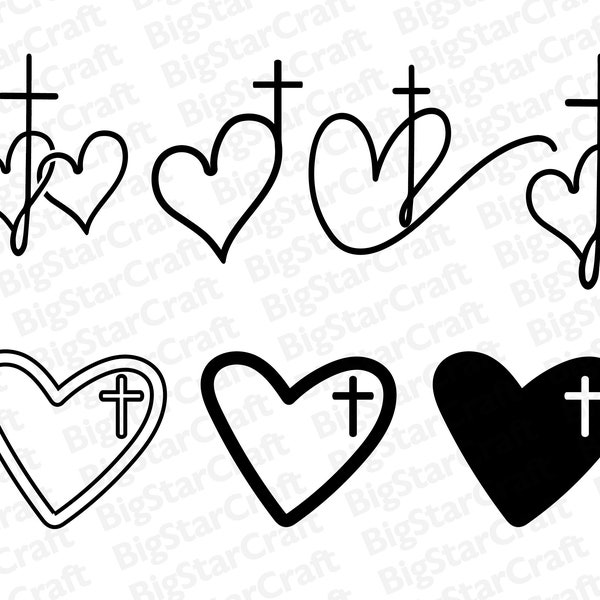 Cross Heart Svg - Etsy