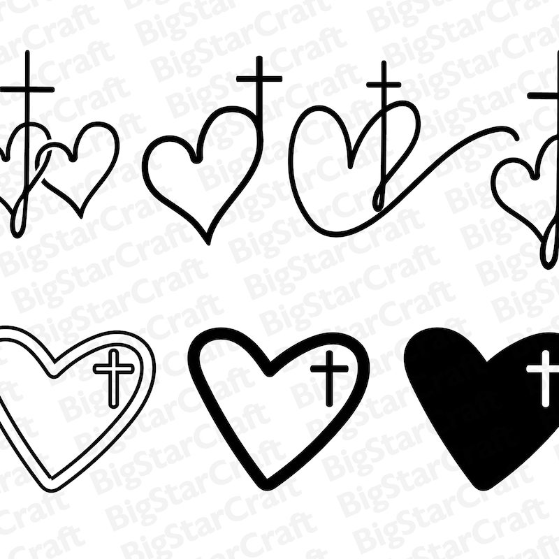 Cross Heart Svg - Etsy