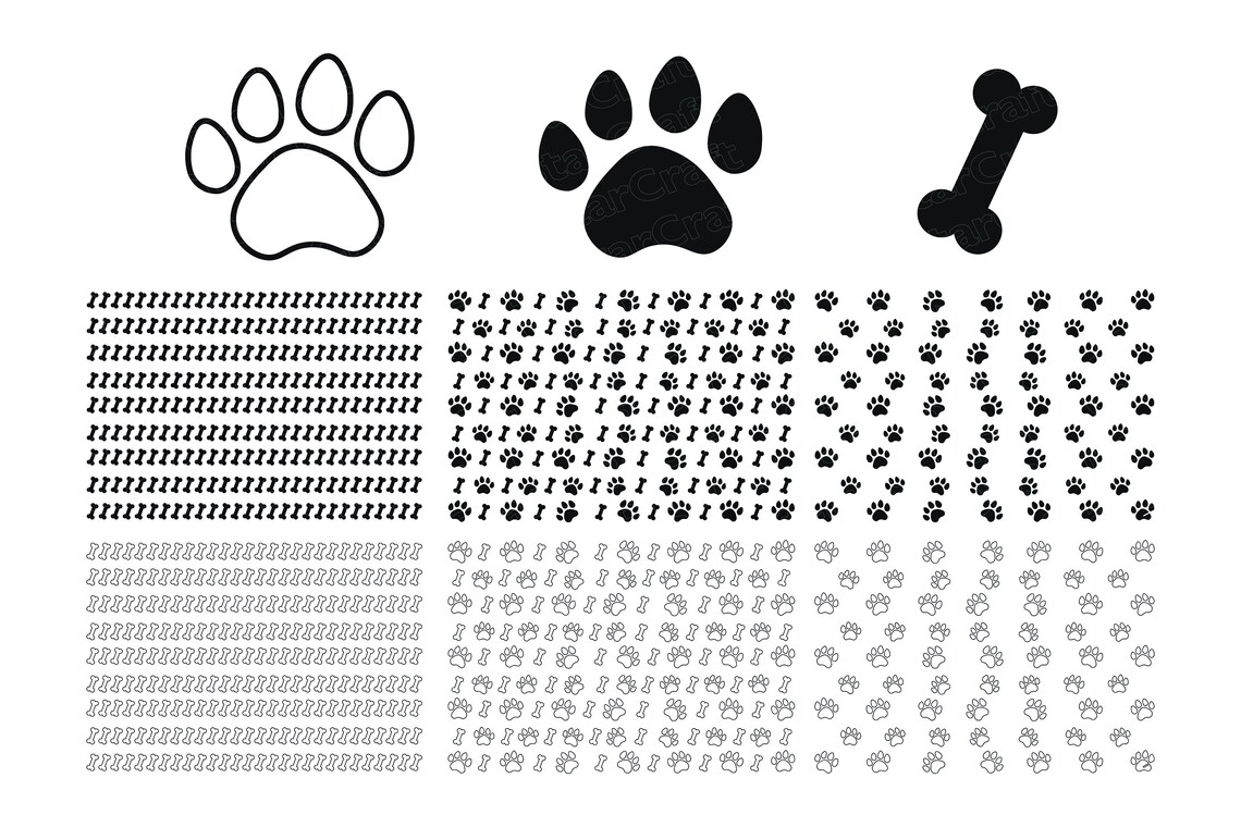 PAW Pattern SVG Bundle Paw SVG Paw Print Outline Svg Cat - Etsy