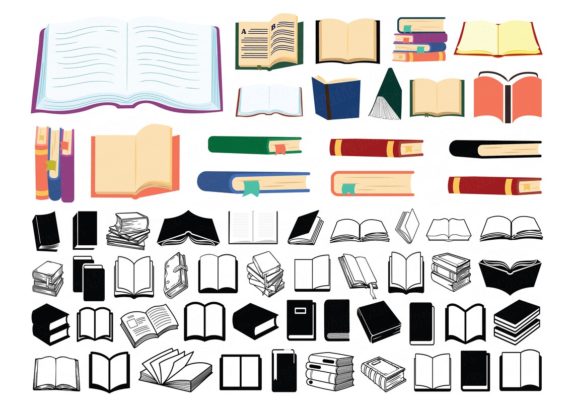 BOOKS SVG, Instant Download, BOOKS Clipart, Bundle Svg, Book Svg Cut ...
