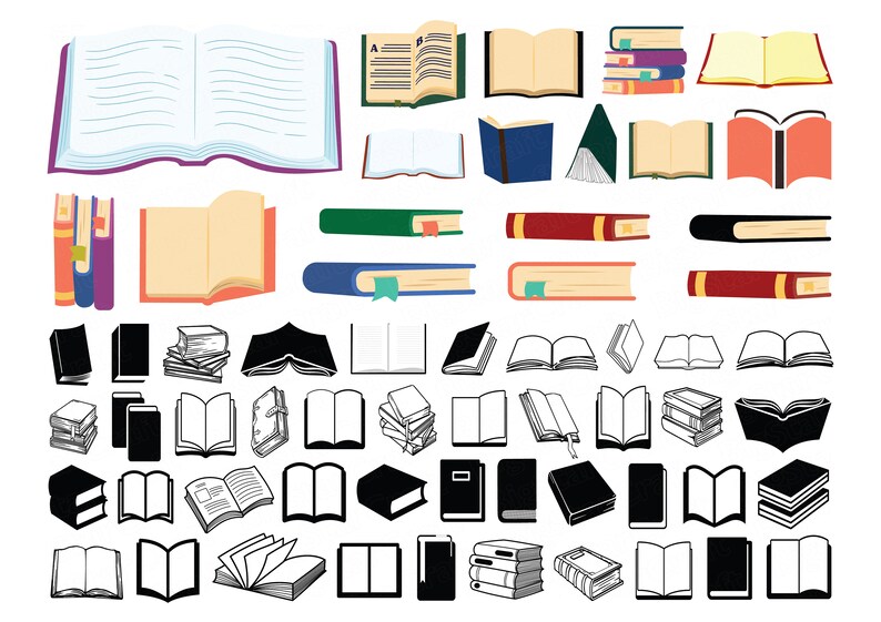 BOOKS SVG, Instant Download, BOOKS Clipart, Bundle Svg, Book Svg Cut ...