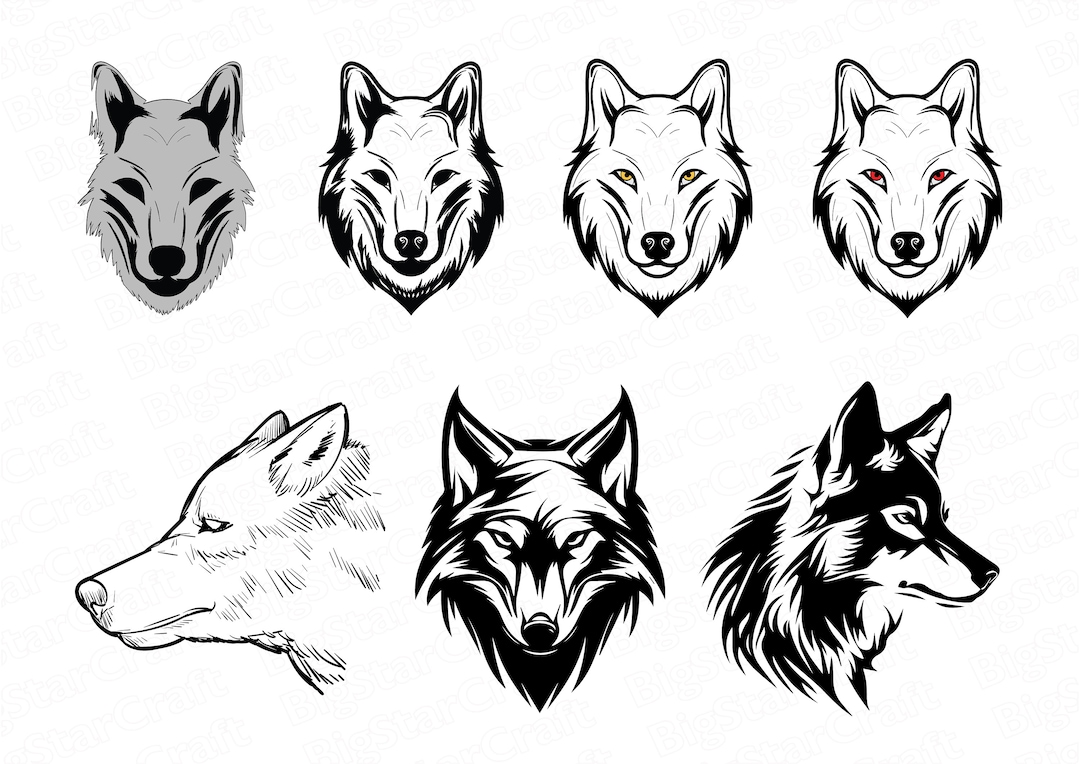 Wolf Head SVG Bundle, Wolf SVG, Wolf Clipart, Instant Download, Dog ...