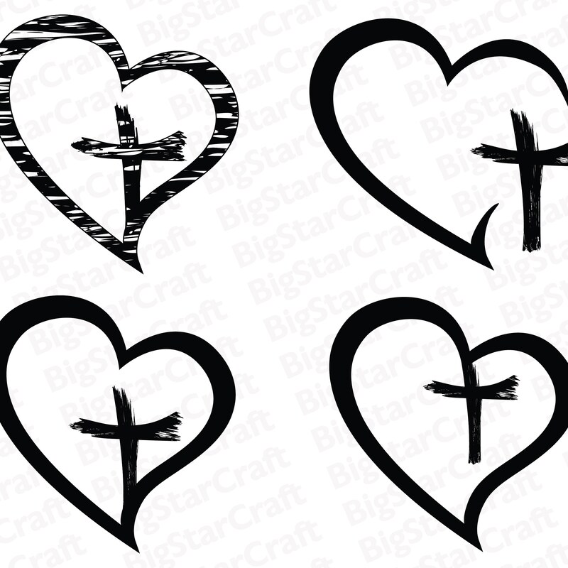 Cross Heart Svg - Etsy