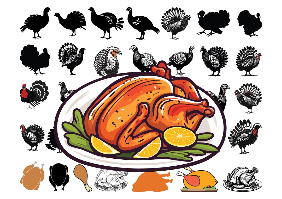 TURKEY SVG Bundle, Instant Download, Turkey Cut File, Turkey Clipart ...