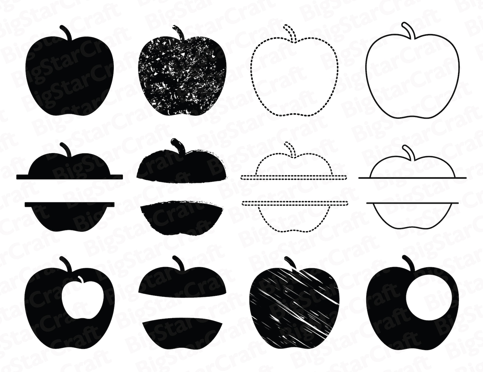 APPLE SVG BUNDLE Instant Download Apple Svg Apple Clipart | Etsy