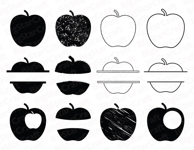 APPLE SVG BUNDLE Instant Download Apple Svg Apple Clipart | Etsy