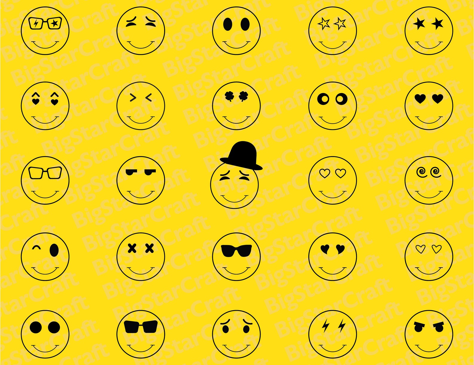 SMILEY FACE SVG Bundle Instant Download Happy Face Svg - Etsy