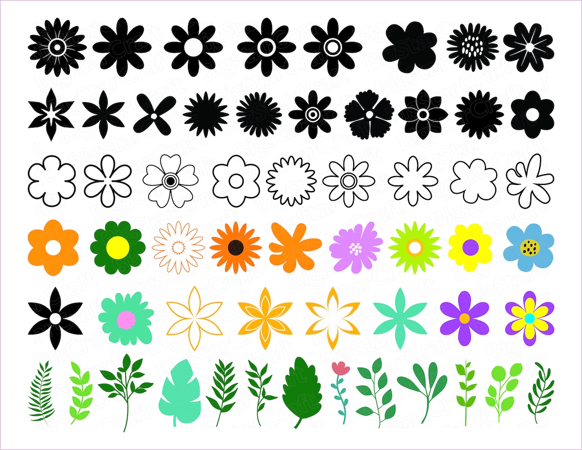 FLOWERS SVG Bundle Flowers SVG Flowers Clipart Instant - Etsy