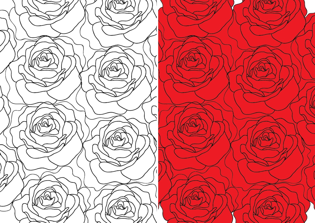 Rose Pattern Outline SVG, ROSE SVG, Instant Download, Pattern Svg ...
