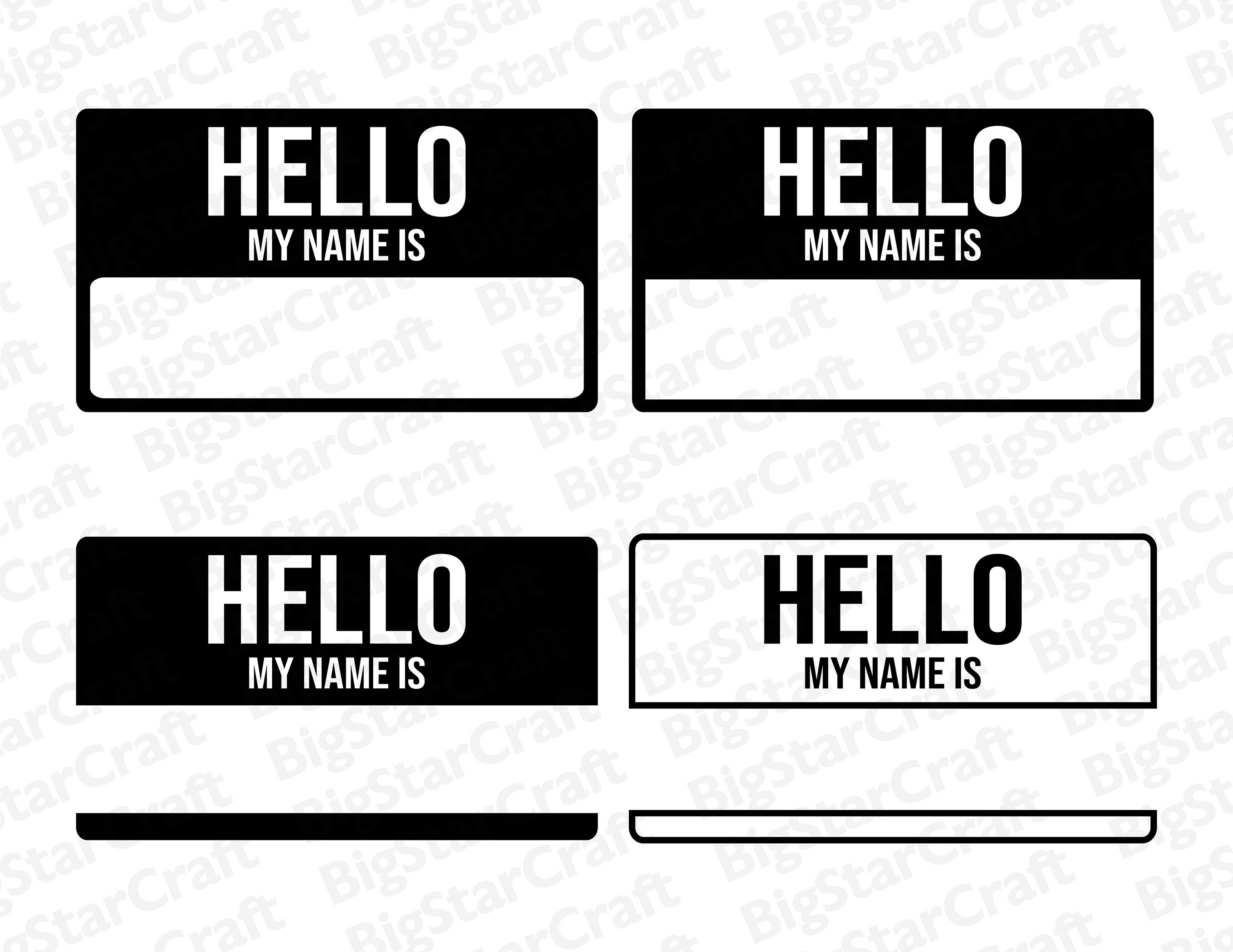 Hello My Name Is Sticker Black And White