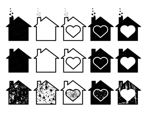 Haus SVG Bundle HAUS SVG Digital Download Haus mit Herzen - Etsy.de