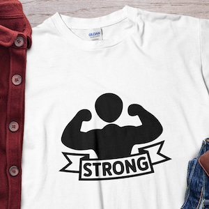 Strong Man Silhouette SVG, Muscle Arm Clipart, Gym Logo PNG, Digital ...