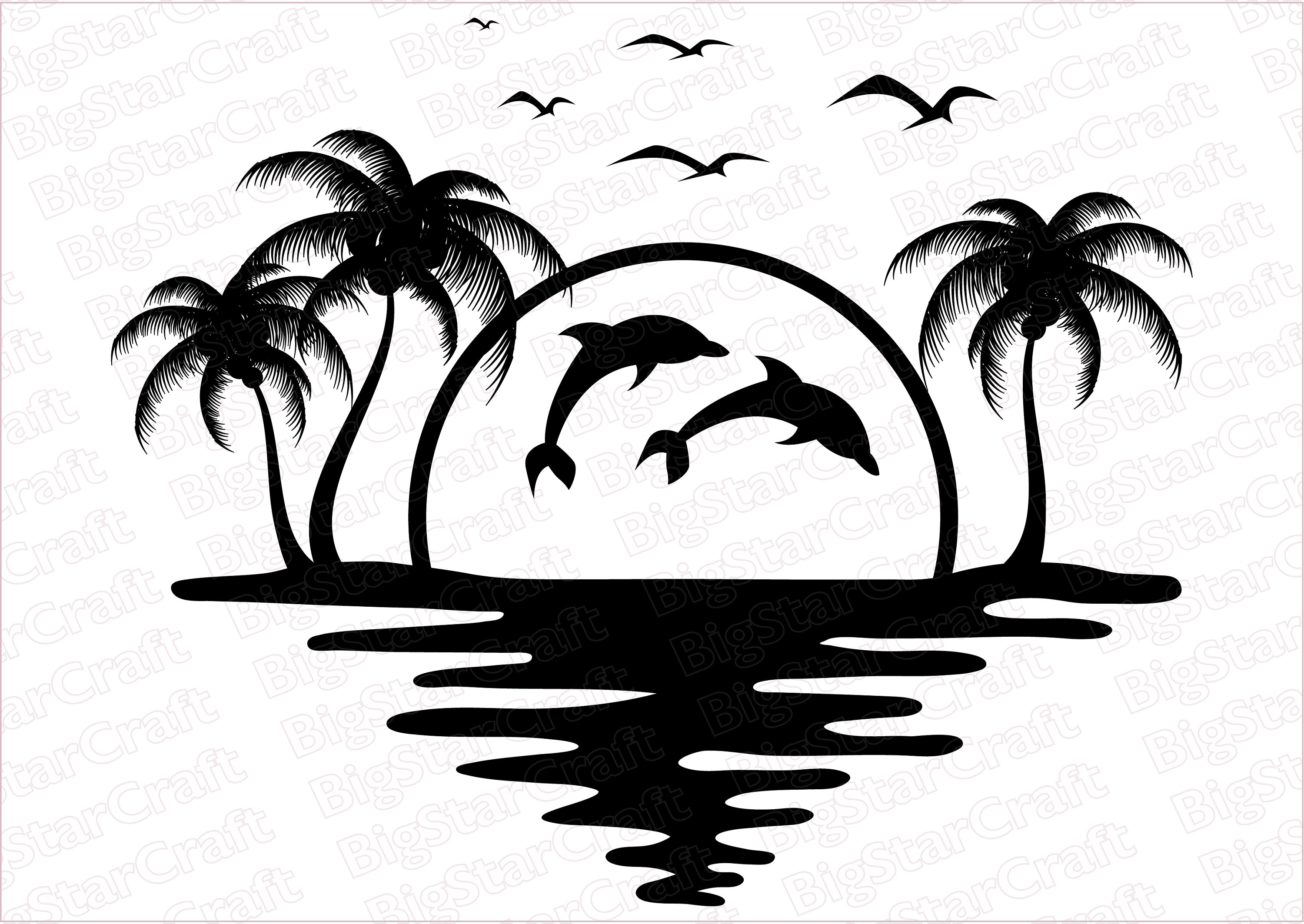 Dolphin Palm Tree Sunset SVG, INSTANT DOWNLOAD, Summer Svg, - Etsy UK