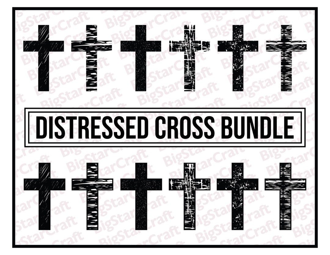 DISTRESSED CROSS SVG Bundle, Instant Download, Cross Svg, Grunge Cross ...