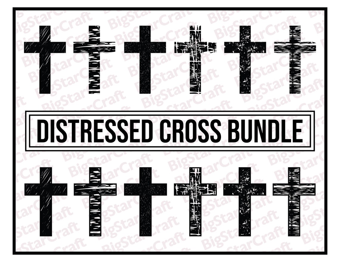 DISTRESSED CROSS SVG Bundle, Instant Download, Cross Svg, Grunge Cross ...