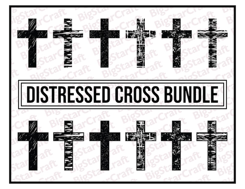 DISTRESSED CROSS SVG Bundle, Instant Download, Cross Svg, Grunge Cross ...