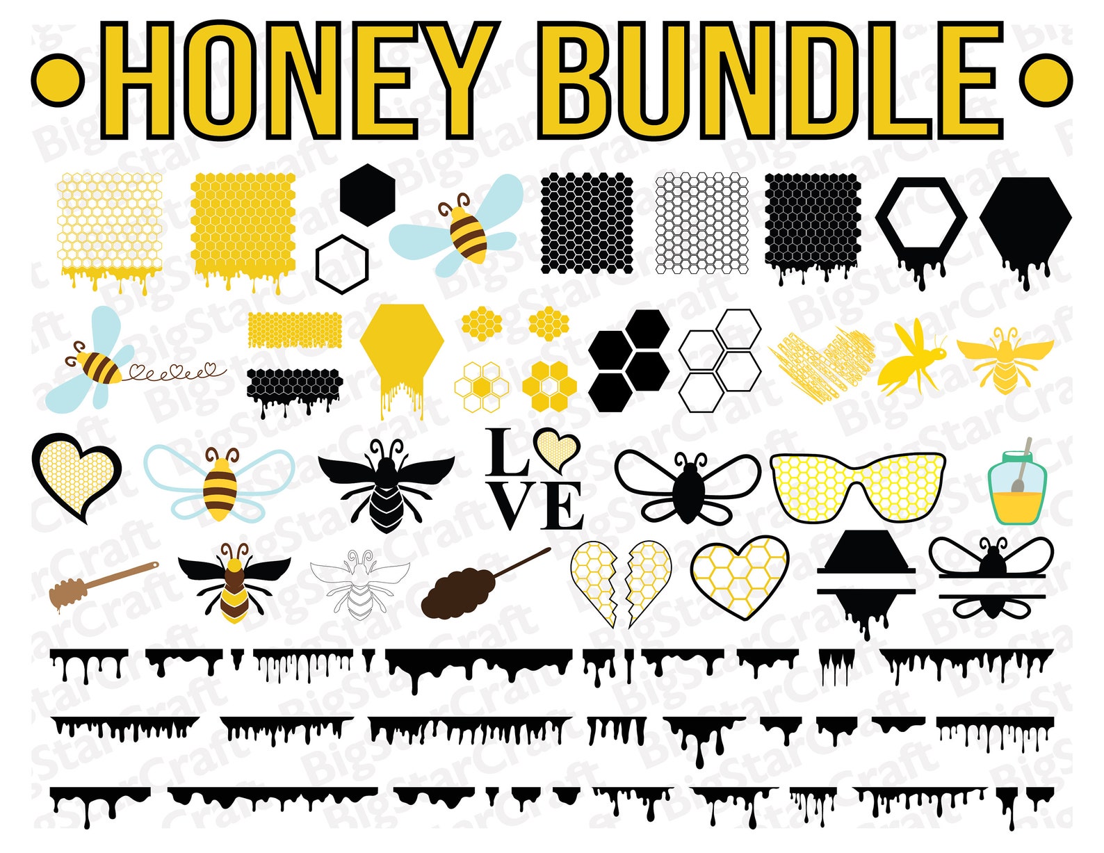 HONEY SVG BUNDLE Instant Download Bee Svg Bundle Honey Svg - Etsy