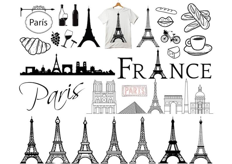 Paris SVG Bundle: Eiffel Tower, France Travel Designs (digital Download ...