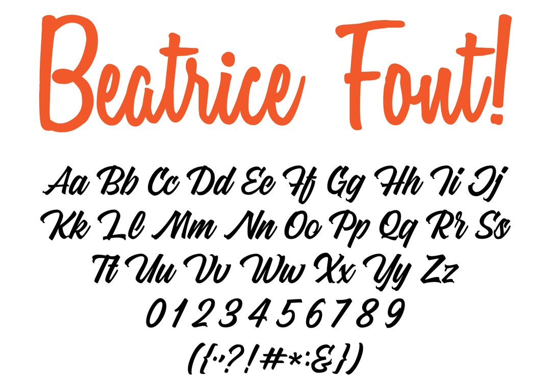 Handwritten Script Font, Beatrice Calligraphy Font SVG & TTF, Digital ...