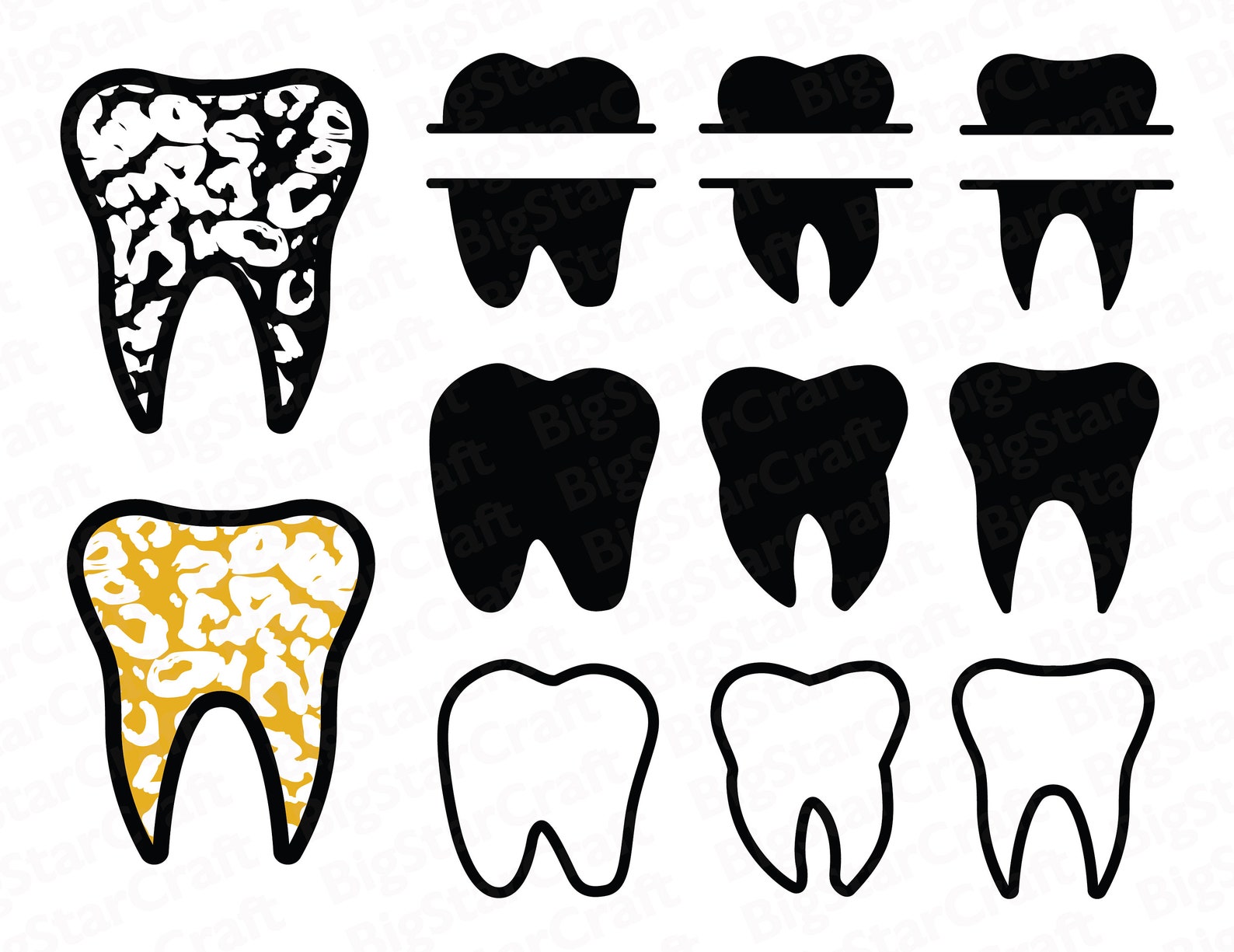 TOOTH SVG Bundle Tooth SVG Instant Download Leopard Tooth | Etsy