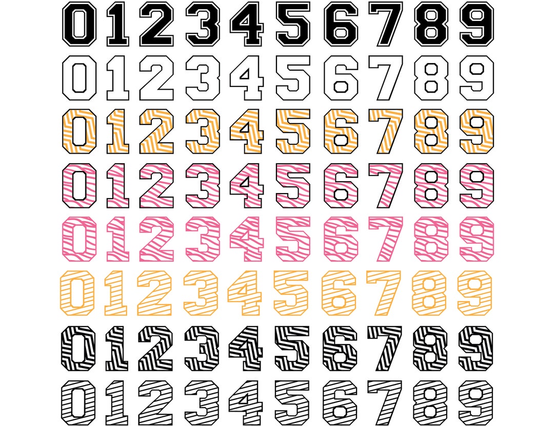 SPORT NUMBERS 0-9 SVG, Sports Number Clipart, Uniform Number Svg, Sport ...