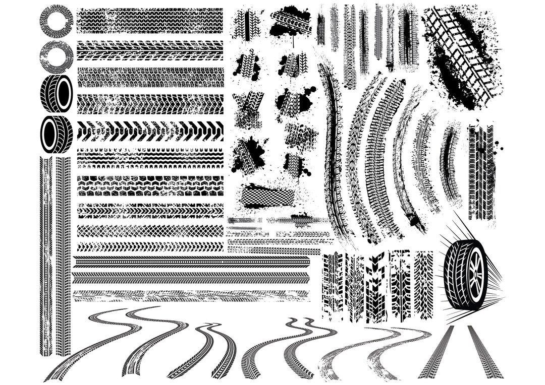 Tire Tracks SVG Bundle: Clipart, Splash & Dirt Marks (digital Download ...