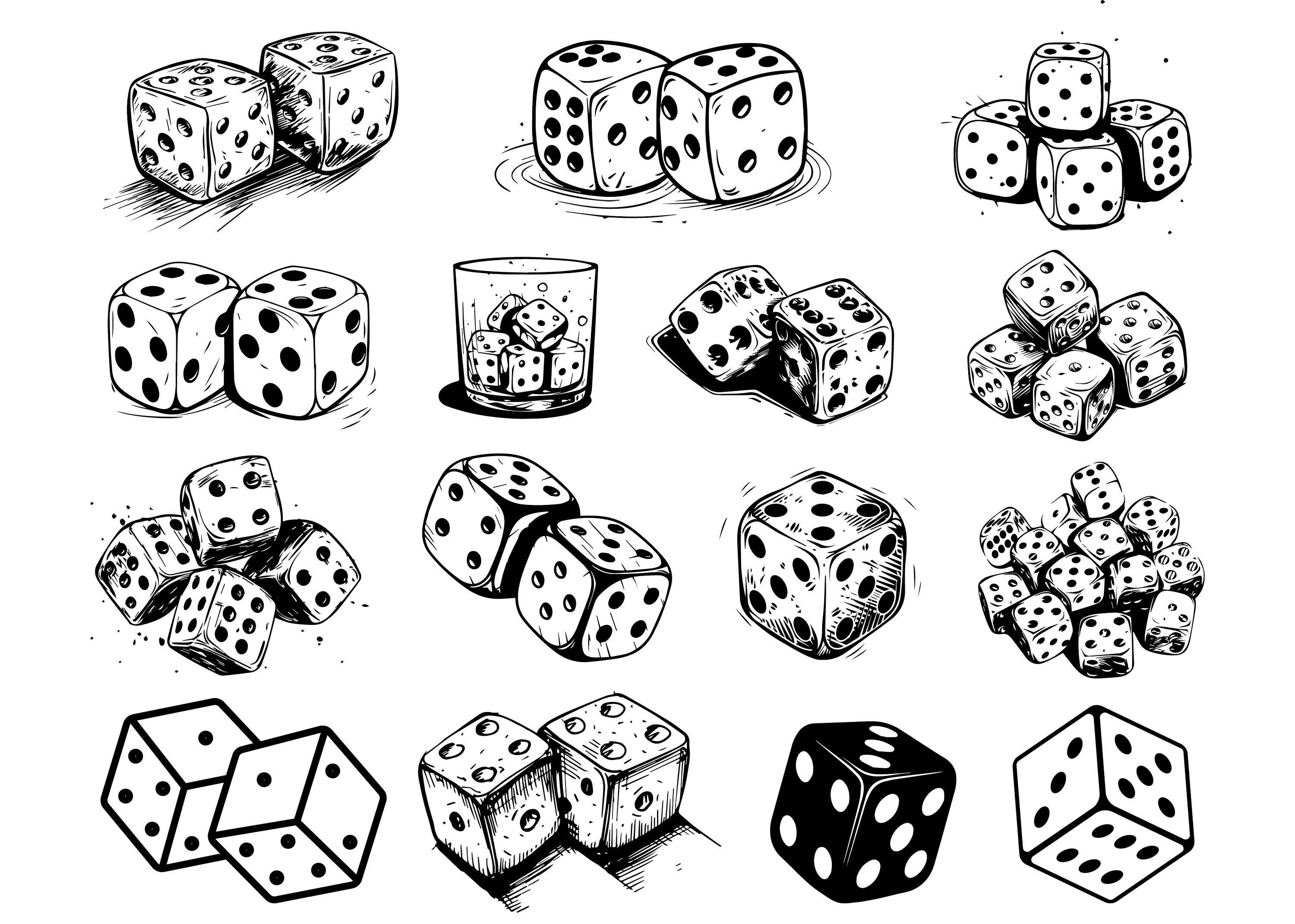 Dice SVG Bundle: Casino Gambling Silhouette (digital File) - Etsy