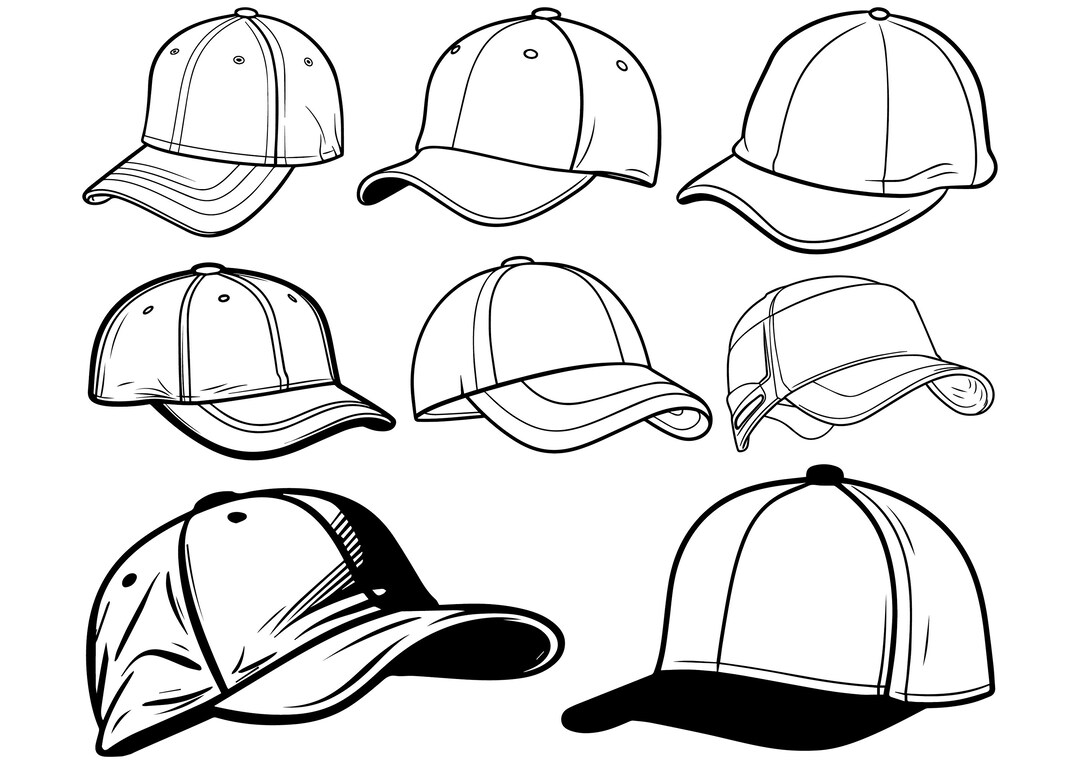 Baseball Hat Cap Clipart Set SVG, DIGITAL DOWNLOAD, Front and Side ...