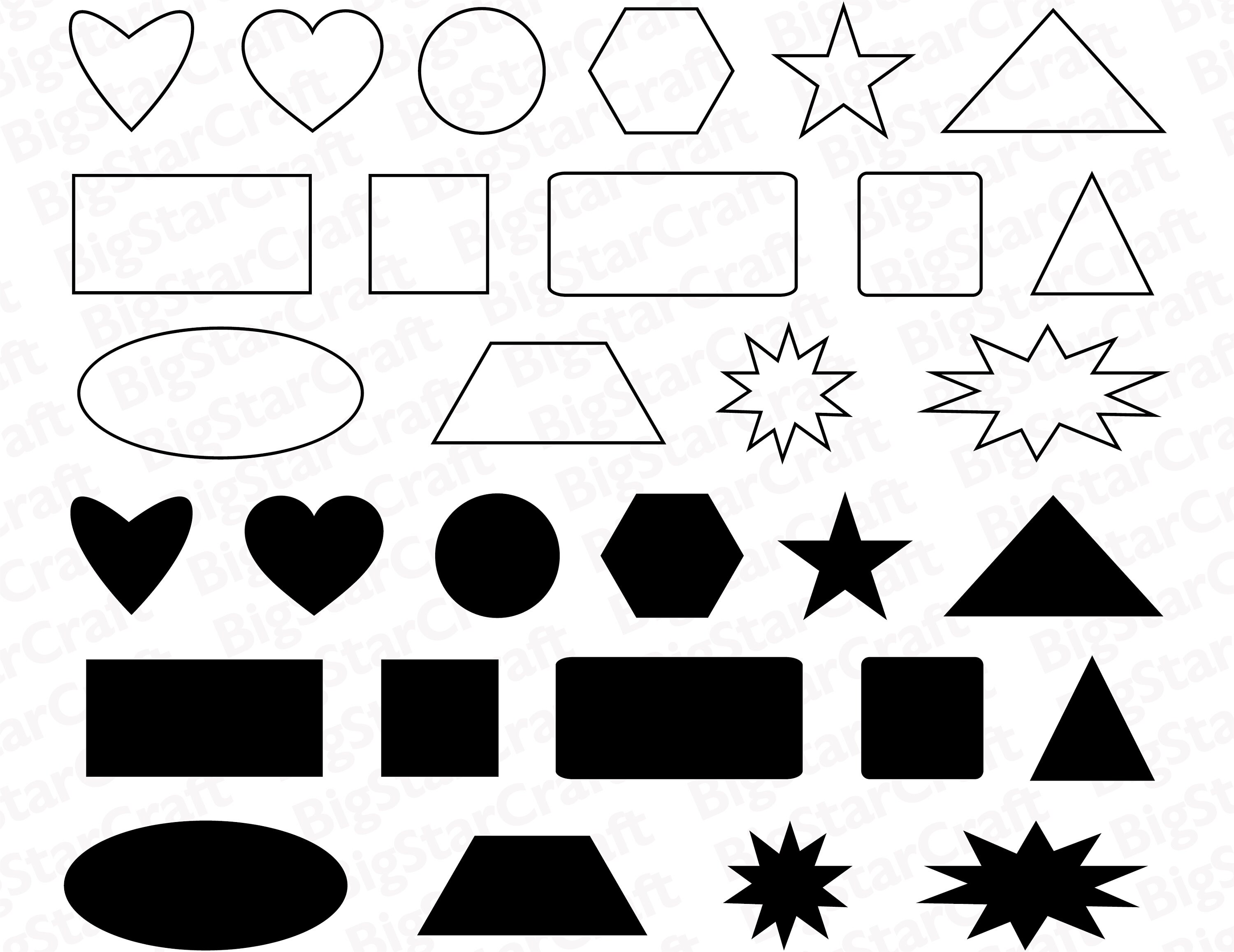 BASIC SHAPES SVG Bundle Basic Shape Outline Svg Bundle Instant