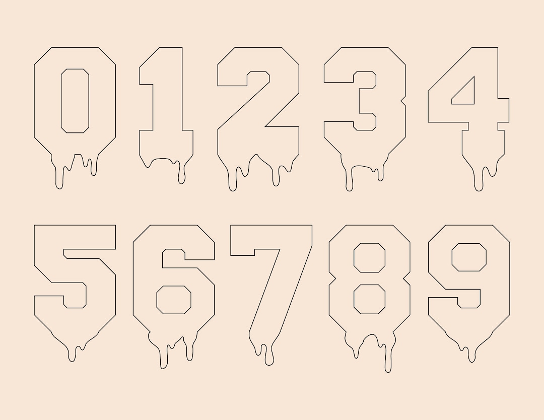 Sport Outline Numbers SVG, DRIPPING Numbers SVG, Sport Clipart, Sport ...