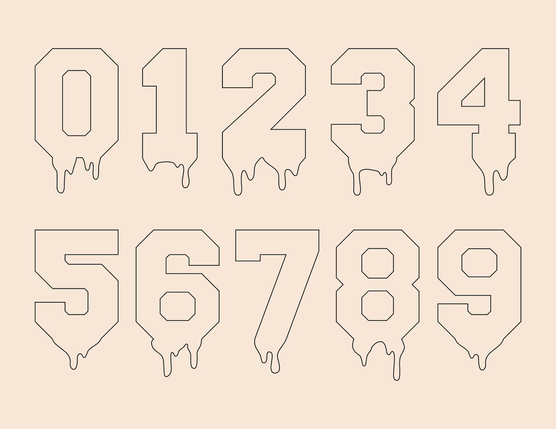Sport Outline Numbers SVG DRIPPING Numbers SVG Sport - Etsy