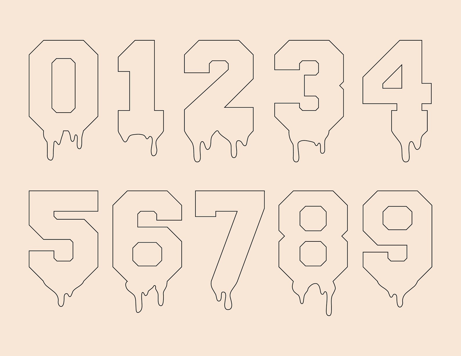 Sport Outline Numbers SVG DRIPPING Numbers SVG Sport - Etsy