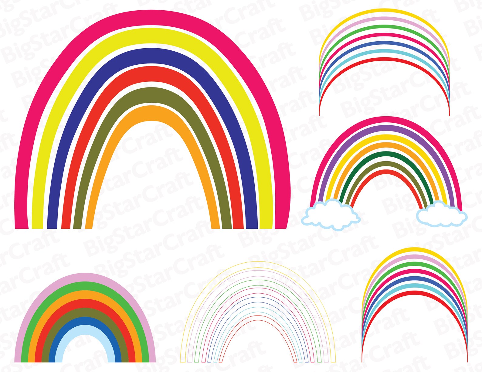RAINBOW SVG BUNDLE, Instant Download, Rainbow Clipart, Rainbow Svg Cut ...