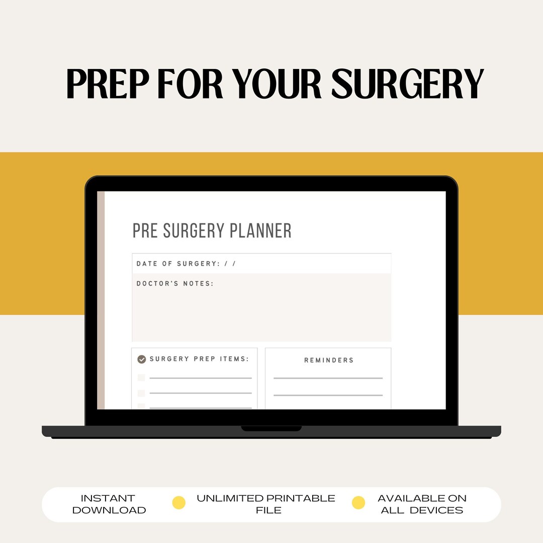 Surgery Planner, Before Surgery to Do, Before Surgery Plan, Caretaker ...