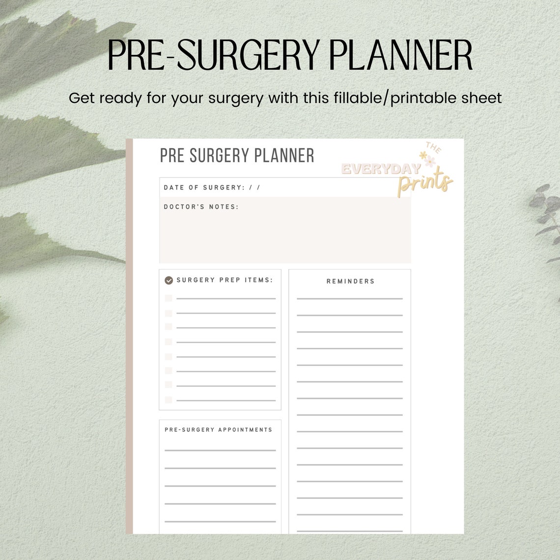 Pre-surgery Planner, Surgery To-do List, Doctor Reminder, Surgery Notes ...