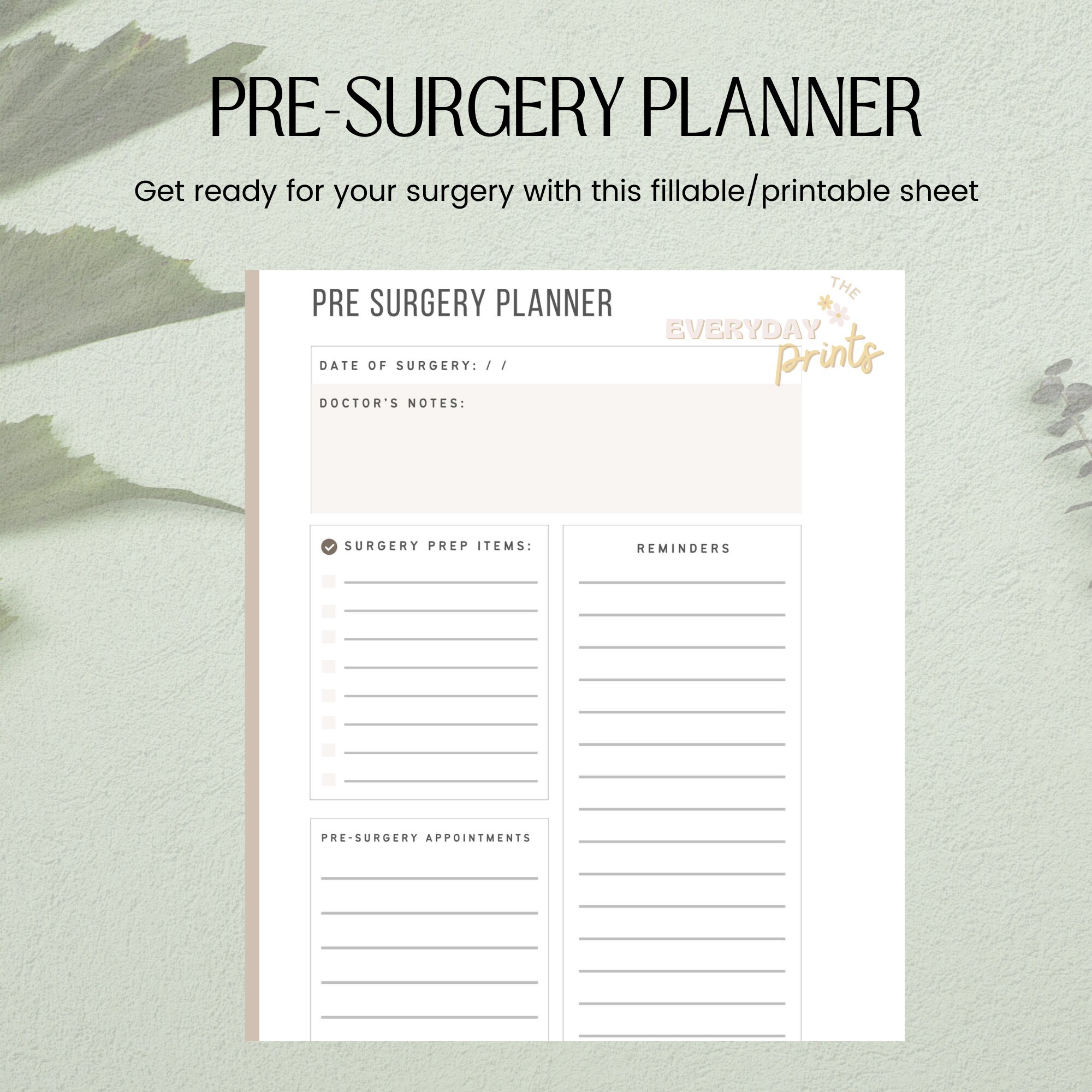 Pre-surgery Planner, Surgery To-do List, Doctor Reminder, Surgery Notes ...