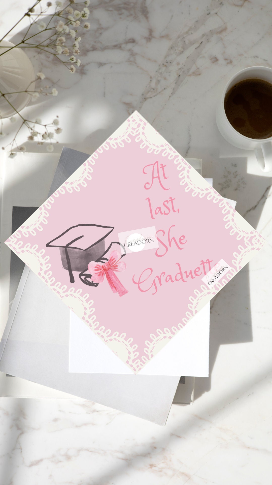 Pink Graduette Coquette Digital Graduation Cap Topper - Etsy