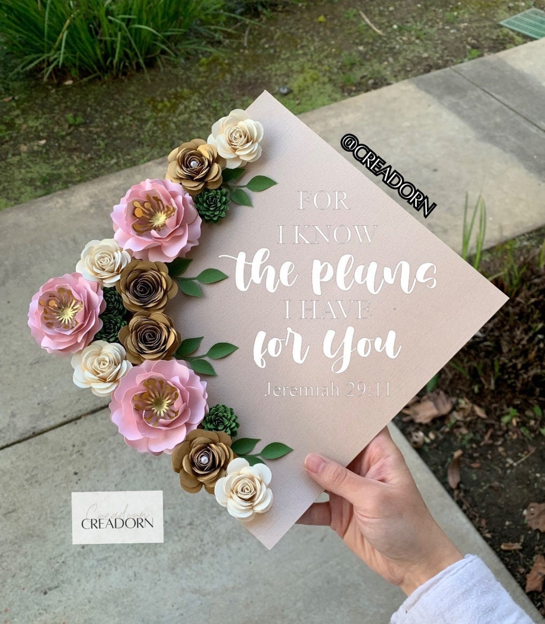 Pink Grad Cap, Flower Floral Handmade, Custom, Personalized ...