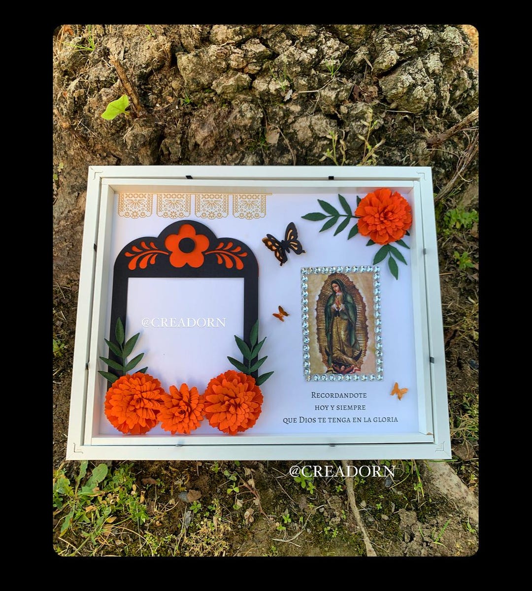 Memorial Keepsake Marigold Flower -nicho, Ofrenda, Day of the Dead/ Dia ...