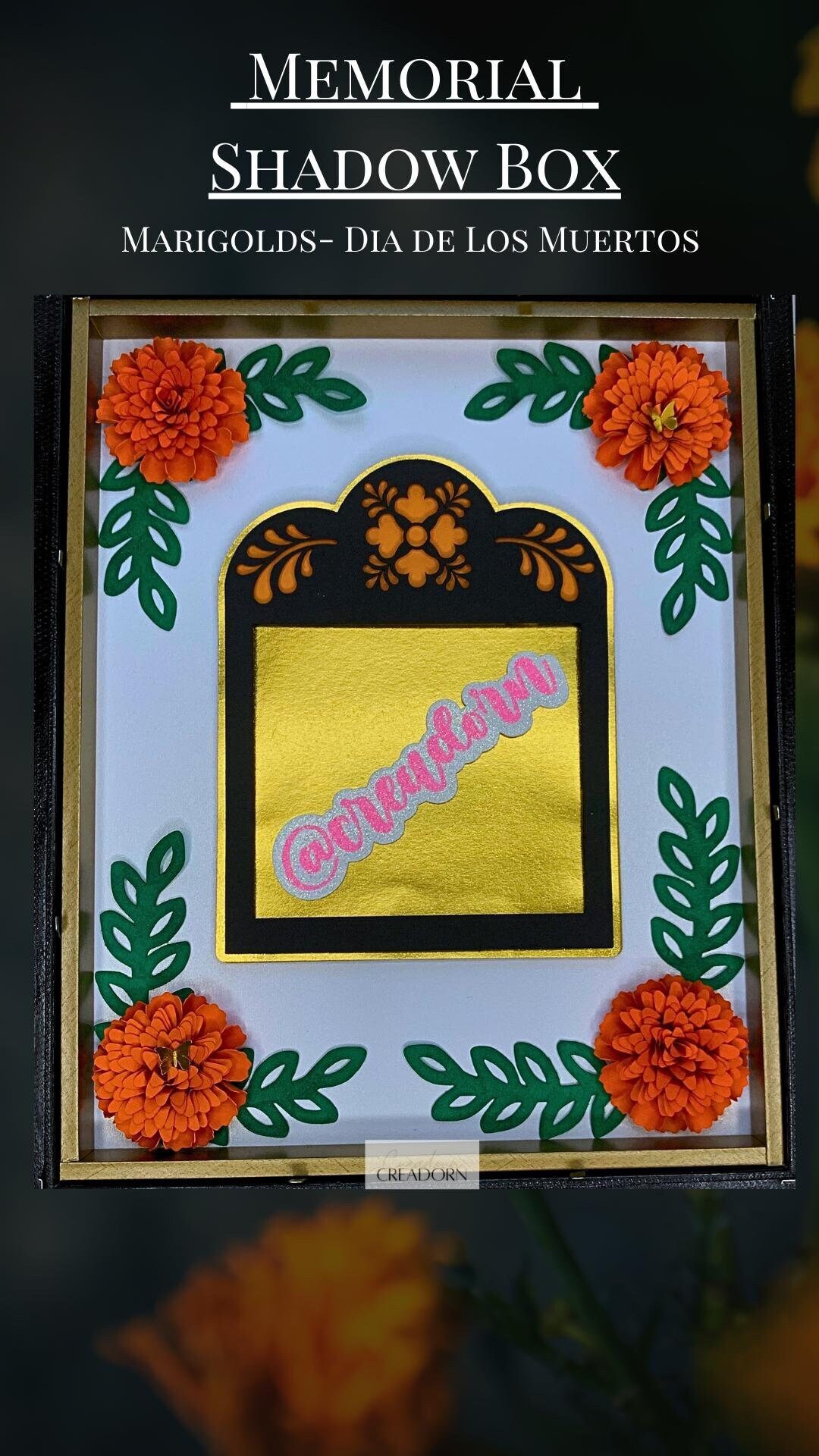 Memorial Keepsake Marigold Flower nicho, Ofrenda, Day of the Dead/ Dia ...